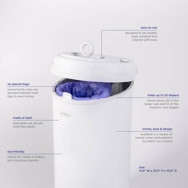 Ubbi Steel Diaper Pail | Shop Diaper Accessories | Jillian's Drawers